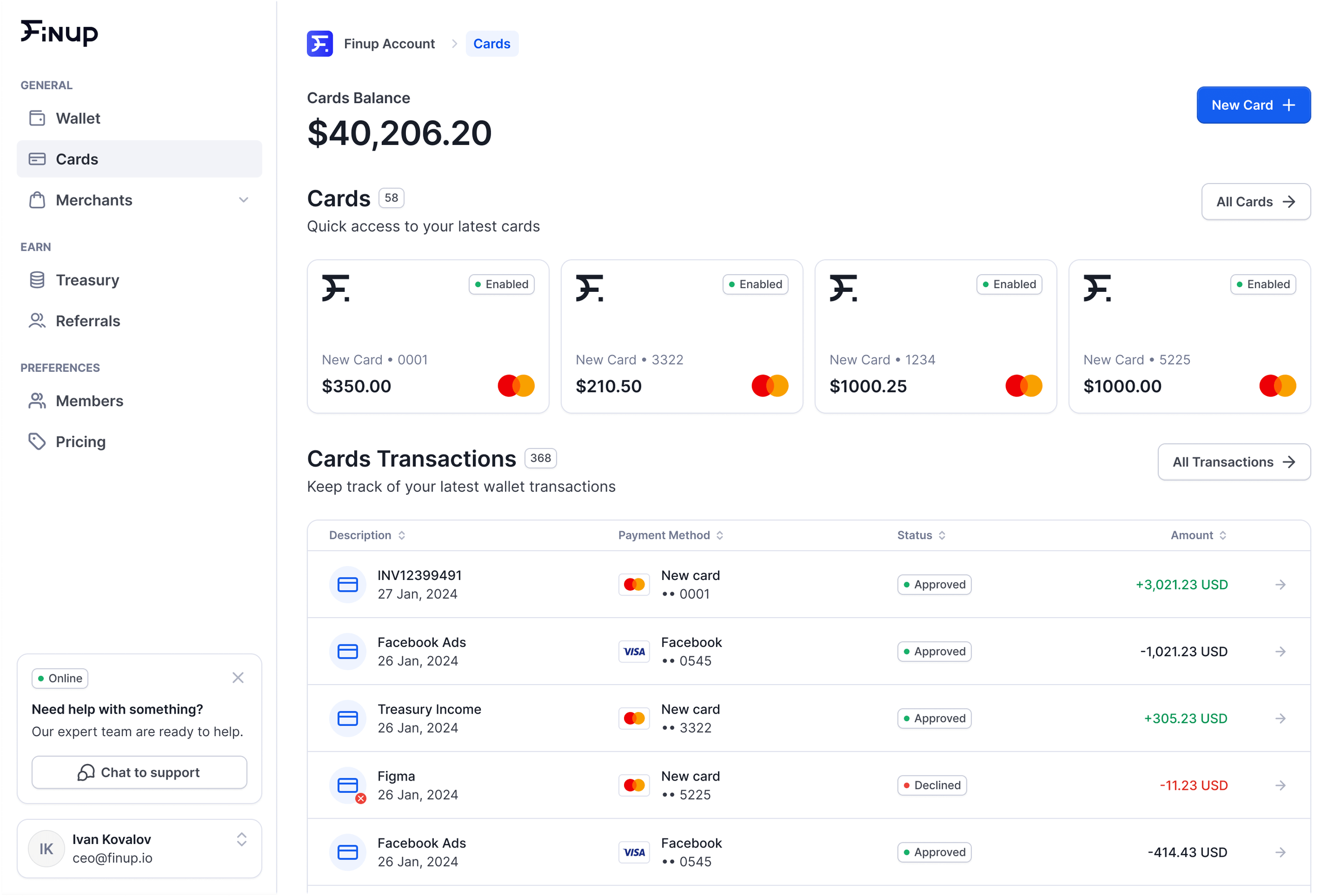 Finup — Issue unlimited cards & fund them with crypto